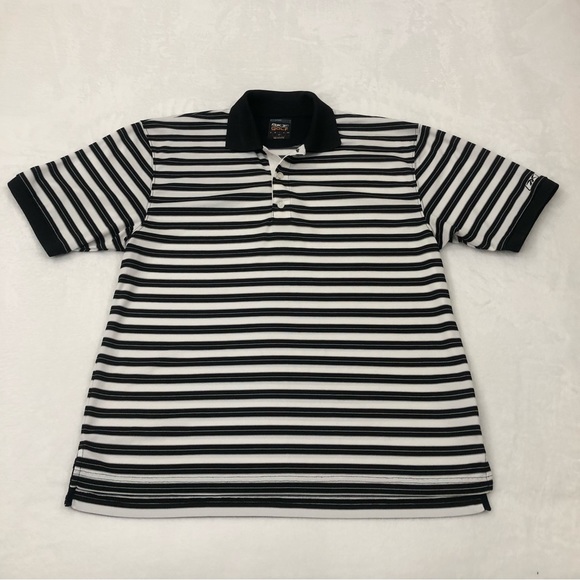 Reebok | Shirts | Rbk Reebok Golf Hydro Move Black White Striped Casual ...